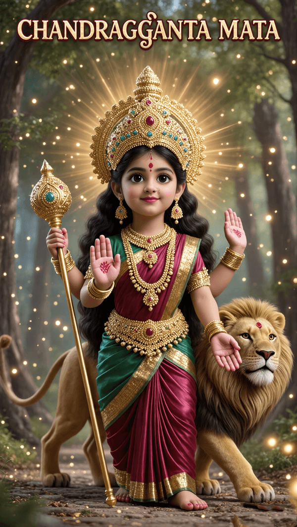 Goddess Durga with Tiger – Divine Strength and Grace - GodsPhoto